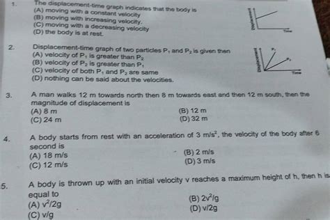 Displacement Time Graph Of Two Particles P1 And P2 Is Given Then Filo