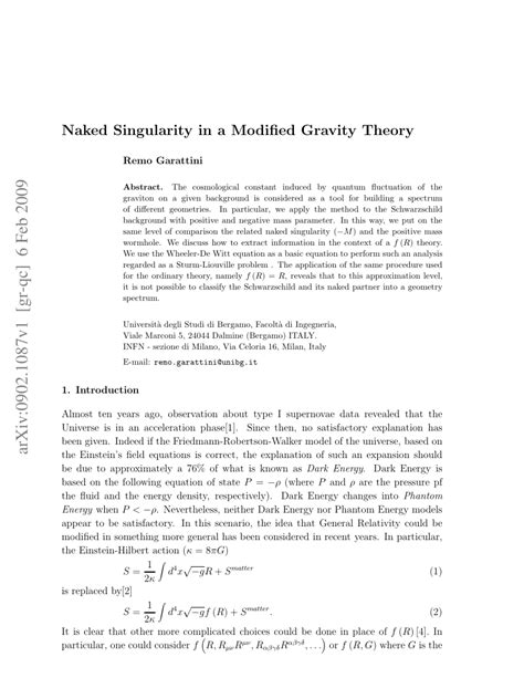 PDF Naked Singularity In A Modified Gravity Theory