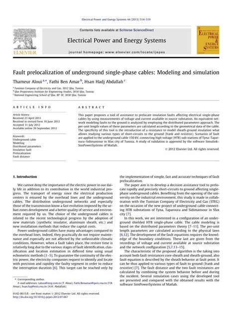 pdf fault prelocalization of underground single phase cables