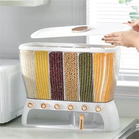 ᐉ Диспенсер для круп та сипучих продуктів з дозатором на 6 відділень до 10 кг Білий 13304587