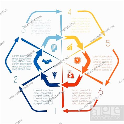 Colour Arrows Infographic For Six Positions Possible To Use For