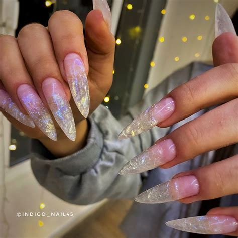 Прозрачный маникюр Дизайнерские ногти Маникюр Блестящие ногти