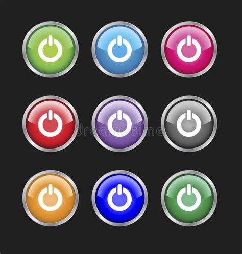 Set Of Glossy Aqua Style Power Buttons Vector Icons