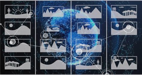 Animation Of Globe And Network Of Connections With Icons Over Ai Data