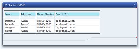 How To Display Alv Table As Pop Up Screen Alv Table Display Alv Output Table Learnsapabap