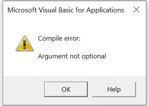 How Do You Fix Compile Error Argument Not Optional VBA And VB Net