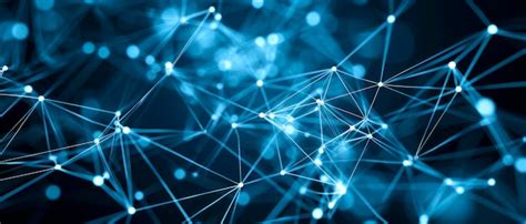 Premium Photo Abstract Blue Network Connections On A Dark Background Representing The Concept