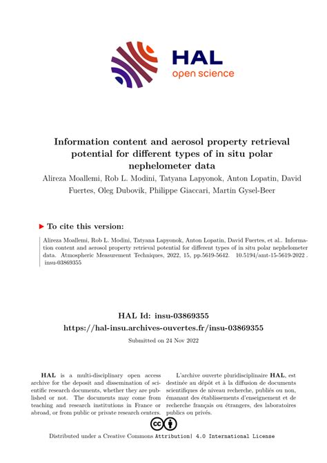 Pdf Information Content And Aerosol Property Retrieval Potential For Different Types Of In