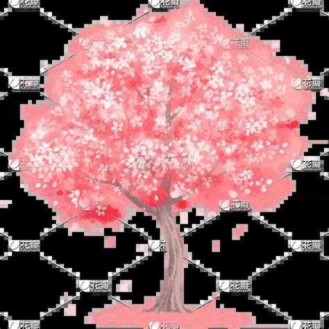 插画手绘樱花树免抠元素素材 花瓣网
