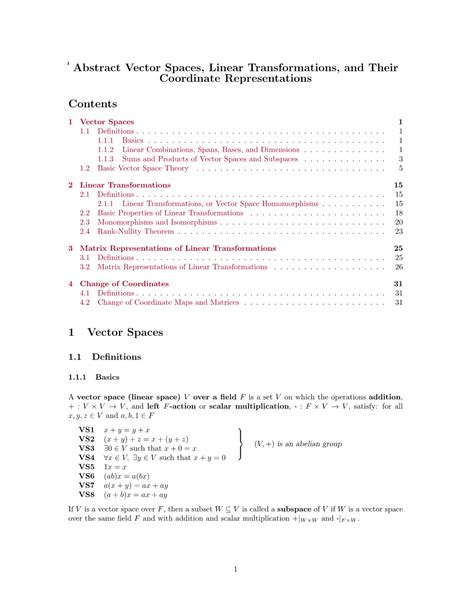 Abstract Vector Spaces Linear Transformations And Their Coordinate