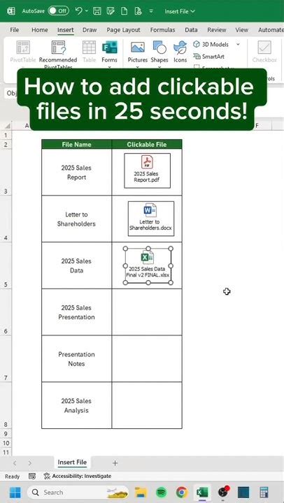 How To Add Clickable File In Excel Without Use Hyperlink Shorts
