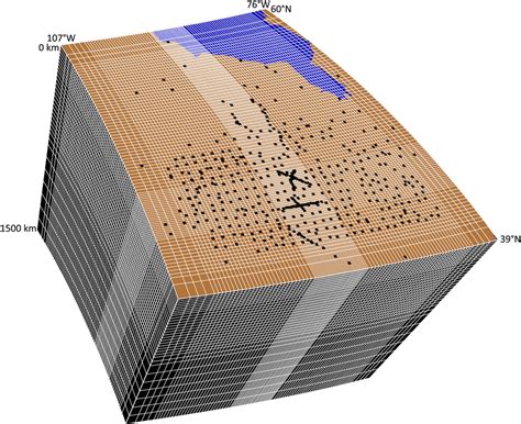 The Model Grid Used In The Inversion Grid Knots Are Located At The