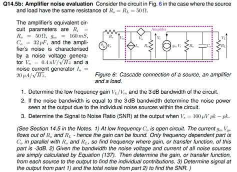 Q B Amplifier Noise Evaluation Consider The Chegg Com