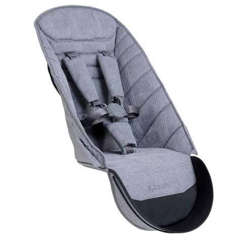 Icandy Peach 6 Second Seat Fabric And Bumper Bar Light Grey Check