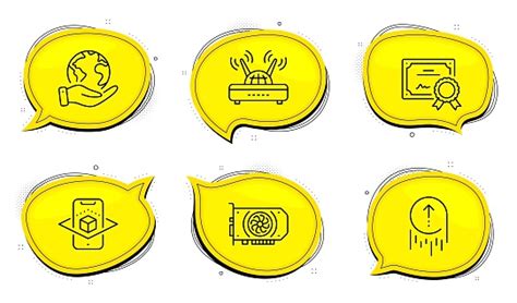 Gpu 스 와이프 업 및 와이파이 아이콘 세트 증강 현실 기호 그래픽 카드 스크롤 페이지 인터넷 라우터 벡터 0명에 대한 스톡 벡터 아트 및 기타 이미지 Istock