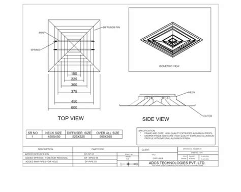 Powder Coated Aluminum Square Diffuser For Commercial At ₹ 750sq Ft