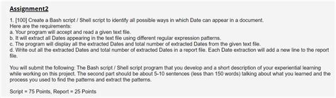 solved assignment2 1 [100] create a bash script shell