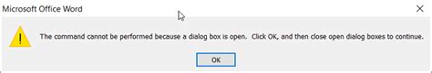The Command Cannot Be Performed Because A Dialog Box Is Open