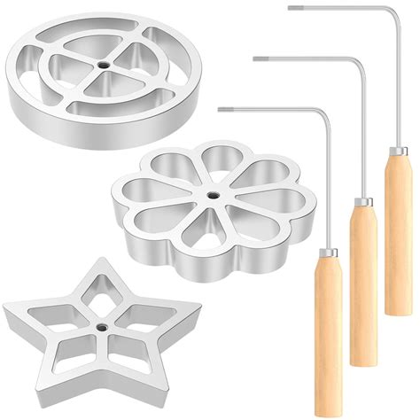 3pcs Bunuelos Mold Set With 3 Wooden Handles Aluminum Alloy Rosette