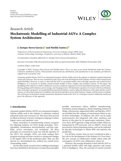 Pdf Mechatronic Modelling Of Industrial Agvs A Complex System Architecture