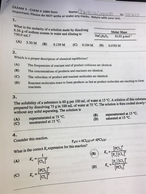 Solved What Is The Molarity Of A Solution Made Dissolving By Chegg