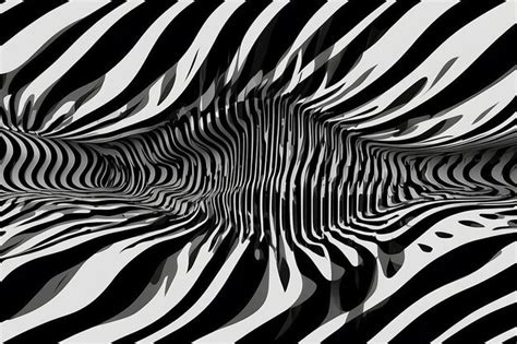 Vector Seamless Pattern Abstract Op Art Texture With Bold Monochrome Wavy Stripes Creative