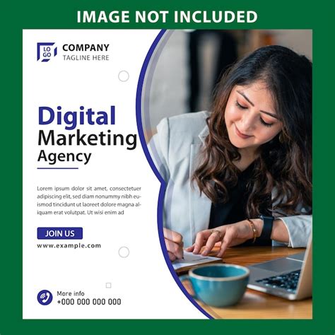 디지털 마케팅 에이전시의 소셜 미디어 포스트 템플릿 디자인 프리미엄 벡터