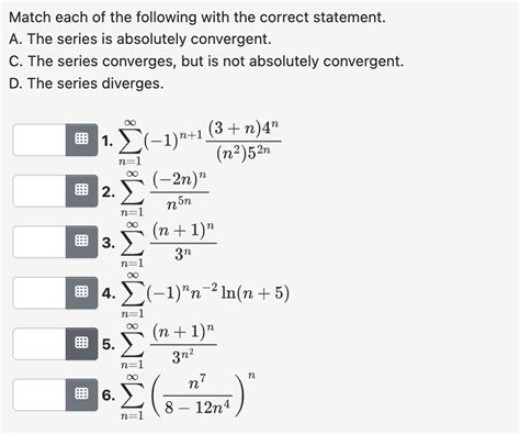 Solved Match Each Of The Following With The Correct