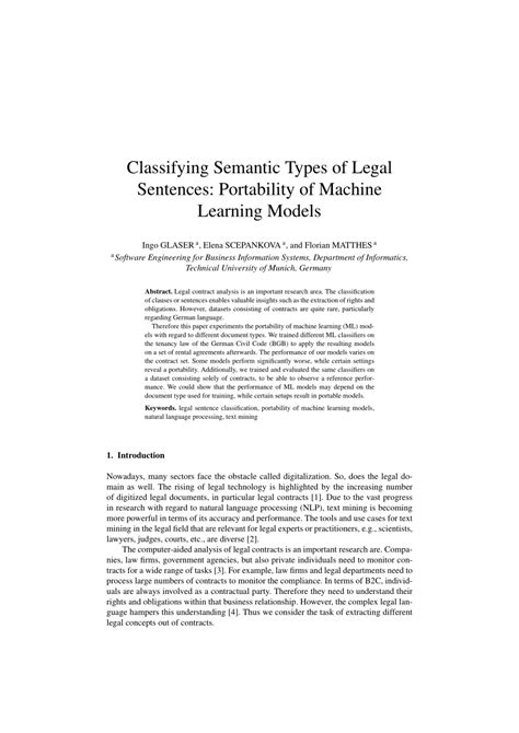Pdf Classifying Semantic Types Of Legal Sentences Portability Of Machine Learning Models
