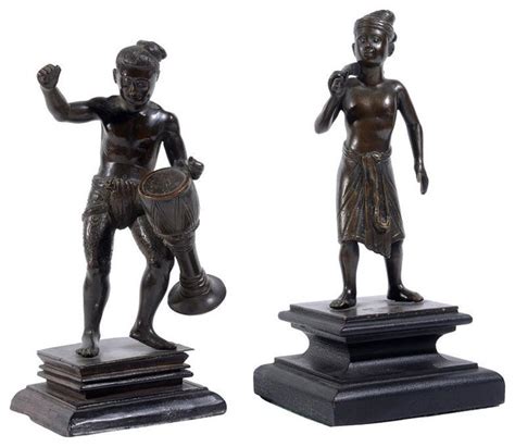 two burmese characters pegu burma circa 1900 bronze