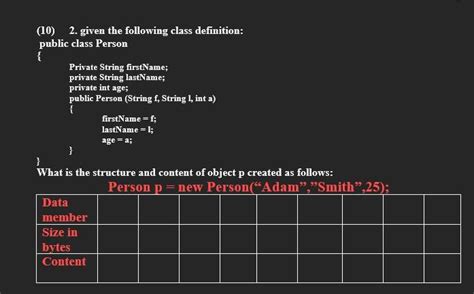 Solved Given The Following Class Definition Public Chegg