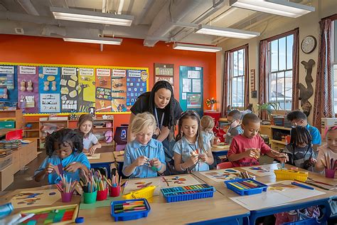 Multicultural Classroom With Hands On Educational Activities Background Classroom Setting