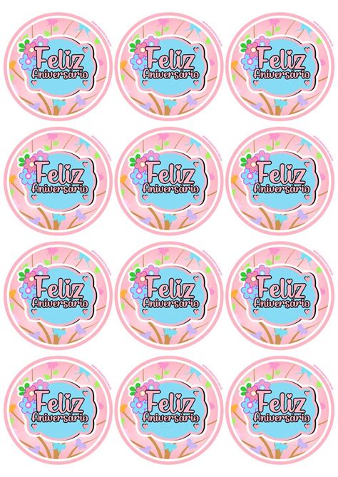 Feliz Aniversário Jardim Encantado Adesivo Tag Sticker Redondo Png