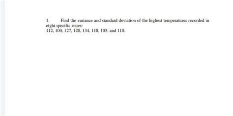 Solved Find The Variance And Standard Deviation Of The Highest