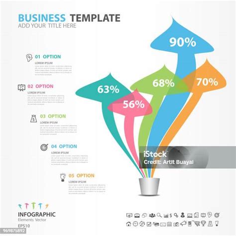 Infographic 요소 서식 파일 벡터 버섯 4 단계 플로우 차트 다이어그램 차트 타임 라인 Silde 프레 젠 테이 션 처리 0명에 대한 스톡 벡터 아트 및 기타