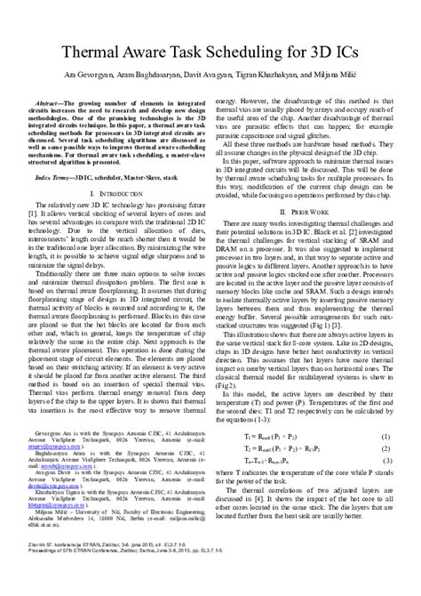 Pdf Thermal Aware Task Scheduling For 3d Ics