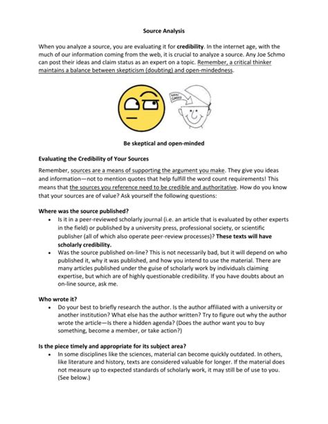 Source Analysis Evaluating Source Credibility