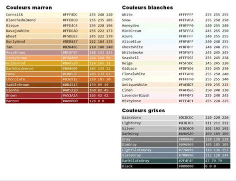 Code Des Couleurs Marron Blanc Gris Du Web