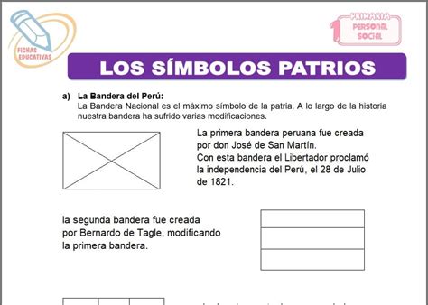 Los Símbolos Patrios Para Primero De Primaria Fichas Educativas