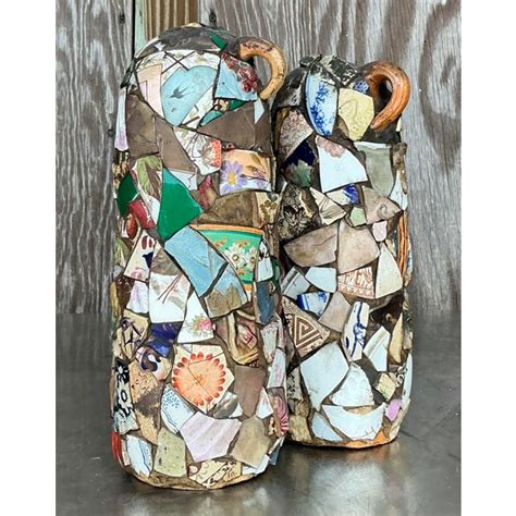 vintage boho mosaic memory jugs a pair chairish