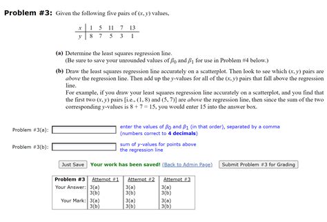 Solved Problem 3 Given The Following Five Pairs Of Xy