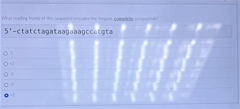 Solved What Reading Frame Of This Sequence Encodes The