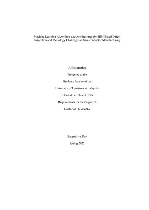 Pdf Machine Learning Algorithms And Architectures For Sem Based Defect Inspection And