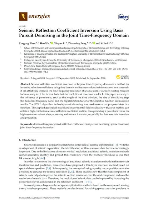 pdf seismic reflection coefficient inversion using basis pursuit