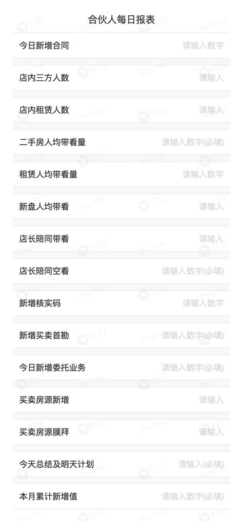 钉钉模板中心 合伙人每日报表