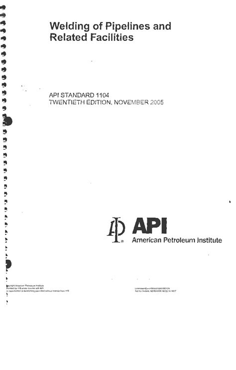 Api 1104 Welding Of Pipelines And Related Facilities Pdf Pdfcoffee Com