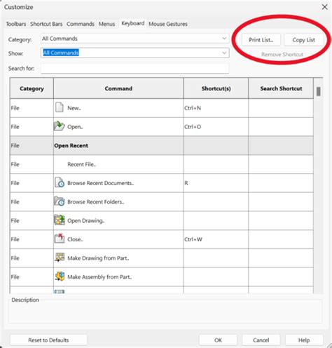 A List Of The Default SOLIDWORKS Keyboard Shortcuts