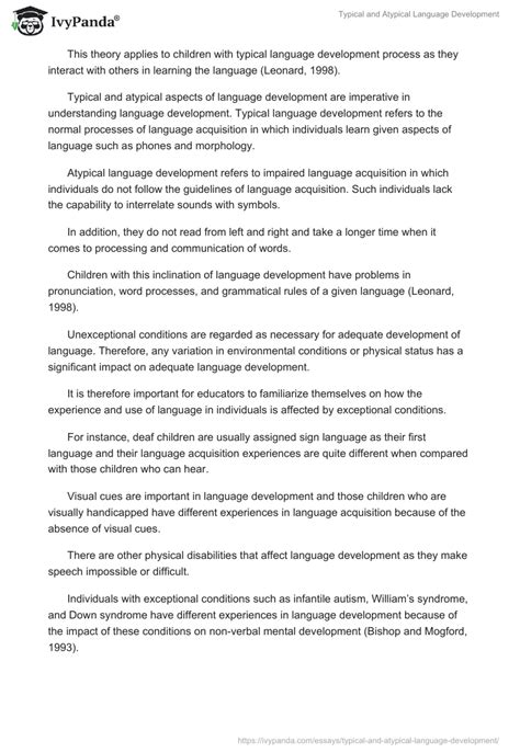 Typical And Atypical Language Development 787 Words Research Paper Example