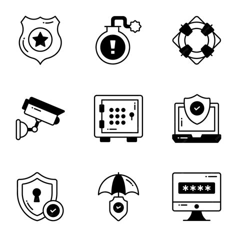 Premium Vector Protection And Security Vector Glyph Icons Set Cyber Computer Network Business