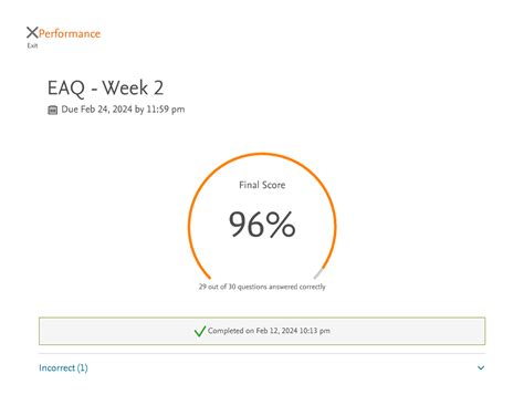 Elsevier Adaptive Quizzing Quiz Performance Exit Performance Eaq Week 2 Due Feb 24 2024
